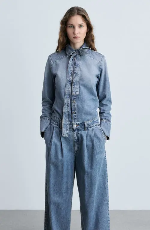 Mango Pleated High-waist Wide-leg Jeans