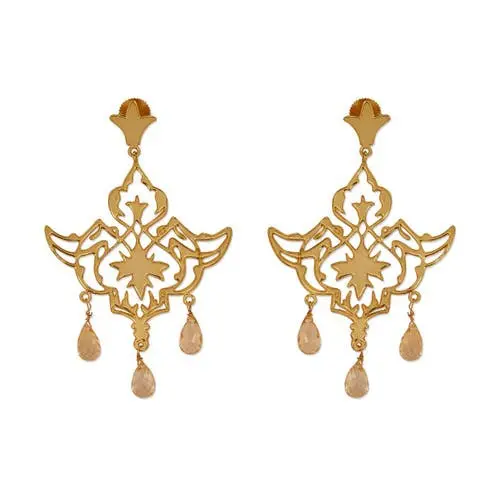 DHWANI BANSAL Mir Citrine Drop Earrings - Gold Plated
