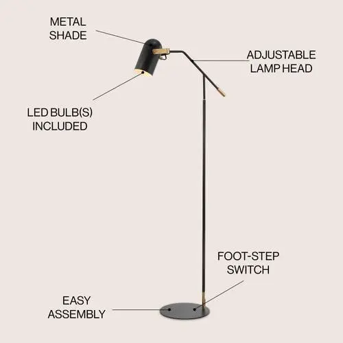 JONATHAN Y Eugenio 58.5" Metal Led Floor Lamp