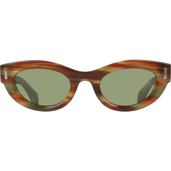 FERRAGAMO 49mm Cat Eye Sunglasses - Striped Brown Green