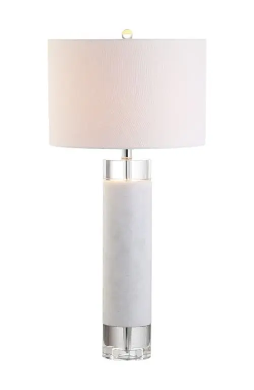 JONATHAN Y Hunter 32" Marble/crystal Led Table Lamp - White/clear