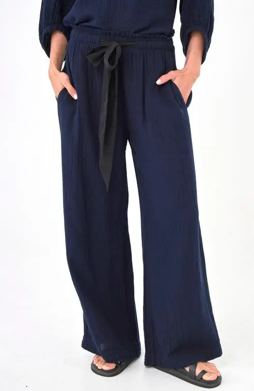 OCEAN+MAIN Gauze Palazzo Pant - Navy