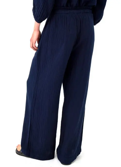 OCEAN+MAIN Gauze Palazzo Pant - Navy