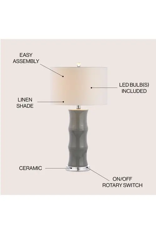JONATHAN Y Tiki 26.5" Ceramic Led Table Lamp - Gray