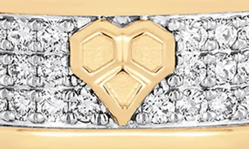 Sara Weinstock Honeycomb Heart Pavé Diamond Ring - Yellow Gold/ Diamond