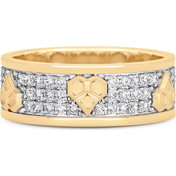 Sara Weinstock Honeycomb Heart Pavé Diamond Ring - Yellow Gold