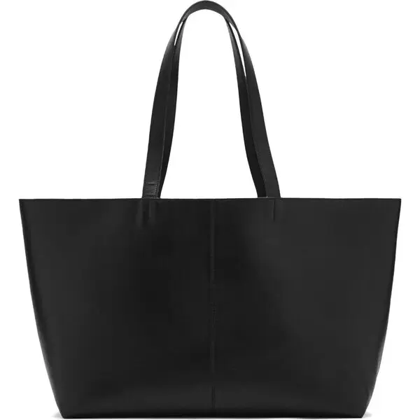 Mango Leather Shopper - Black