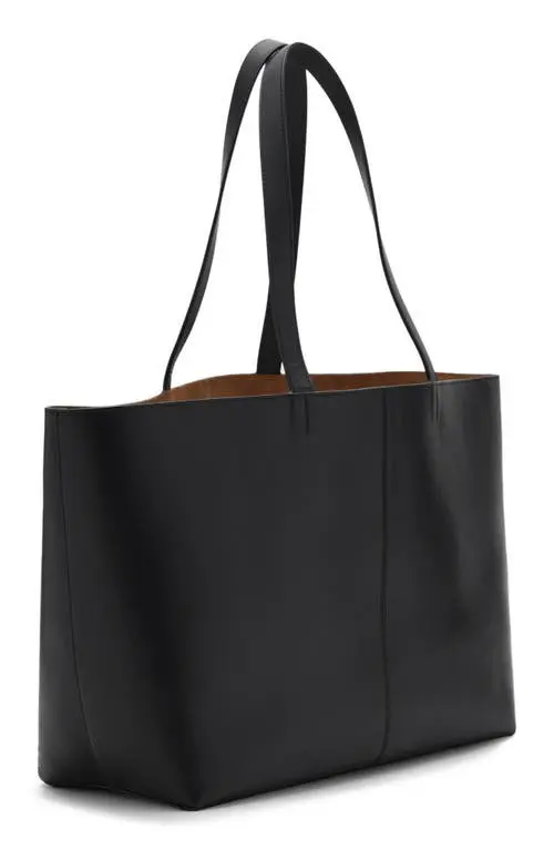 Mango Leather Shopper - Black
