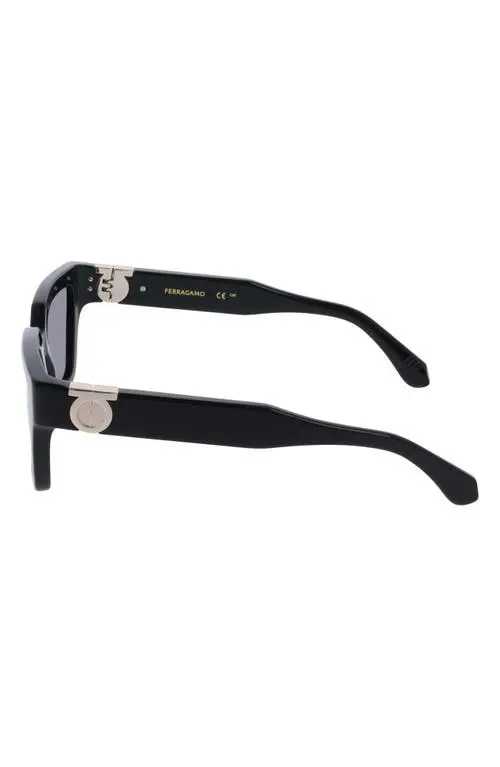 FERRAGAMO 52mm Square Sunglasses - Black