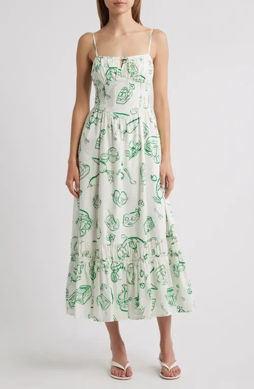 Moon River Tie Keyhole Cotton Midi Sundress