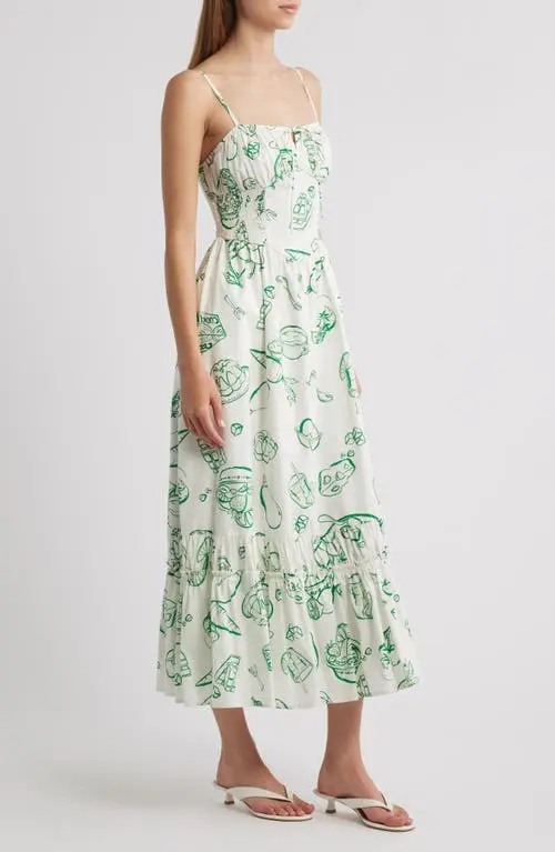 Moon River Tie Keyhole Cotton Midi Sundress