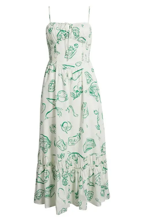 Moon River Tie Keyhole Cotton Midi Sundress