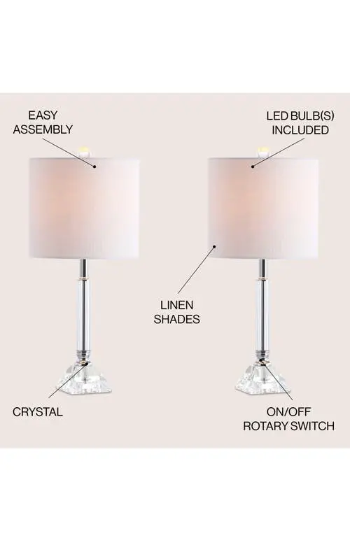 JONATHAN Y Dana 19.5" Crystal Column/metal Led Table Lamp