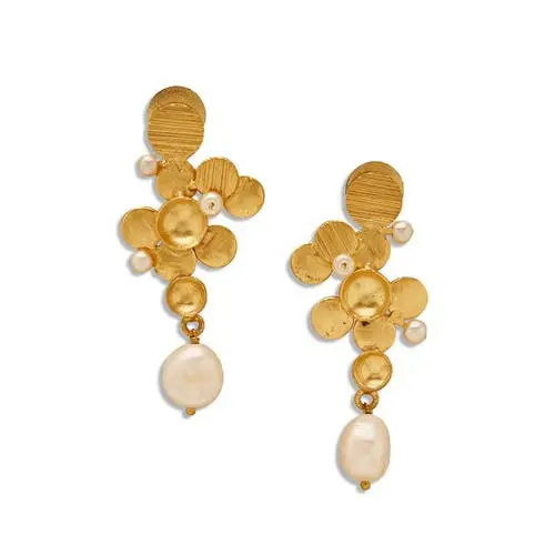 DHWANI BANSAL Iska Pearl Drop Earrings - Gold Plated