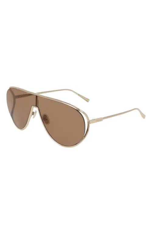 FERRAGAMO 63mm Oversize Aviator Sunglasses - Gold