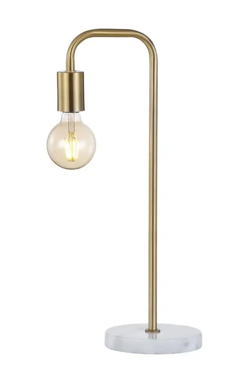 JONATHAN Y Axel 20.5" Minimalist Glam Gold Pipe Metal/marble Led Table Lamp - Brass Gold/white