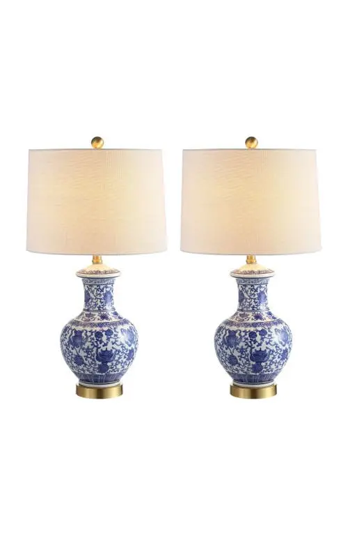 JONATHAN Y Jennifer 25.25" Ceramic/metal Led Table Lamp - Blue/white