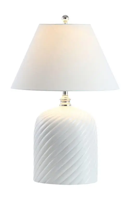 JONATHAN Y Serge Swirl 28.5" Ceramic Bohemian Glam Led Table Lamp - White