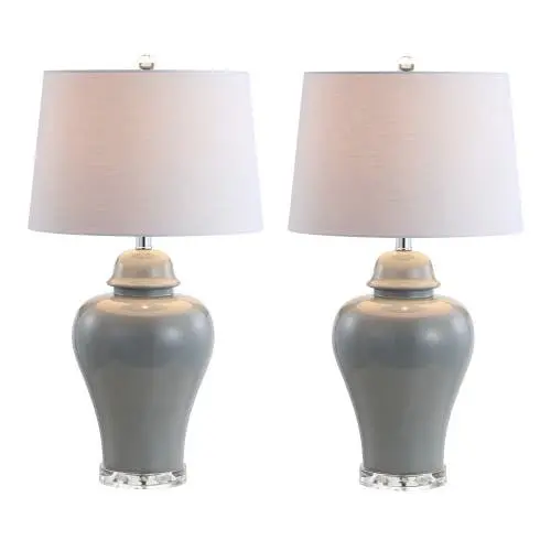 JONATHAN Y Winnie 27" Ceramic Urn Led Table Lamp - Gray