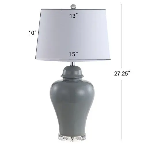 JONATHAN Y Winnie 27" Ceramic Urn Led Table Lamp - Gray