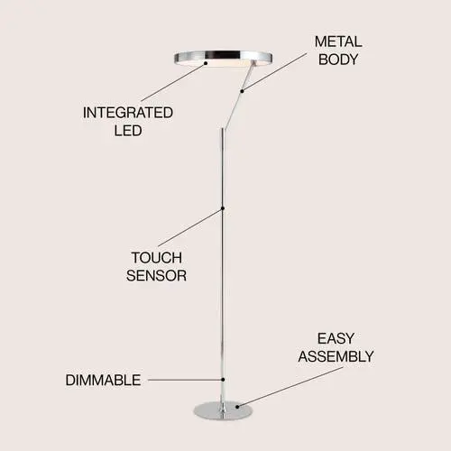 JONATHAN Y Owen 66.7" Integrated Led Metal Floor Lamp - Chrome
