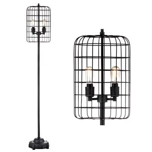 JONATHAN Y Odette 65" Industrial Metal Floor Lamp - Black/silver