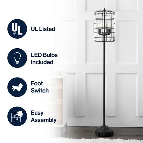 JONATHAN Y Odette 65" Industrial Metal Floor Lamp