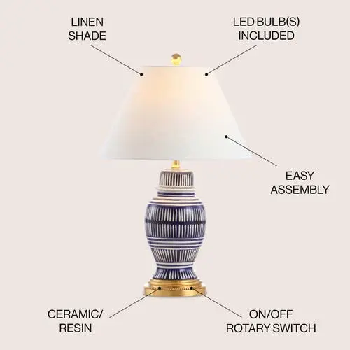 JONATHAN Y Reed 27" Ceramic/iron Modern Coastal Led Table Lamp