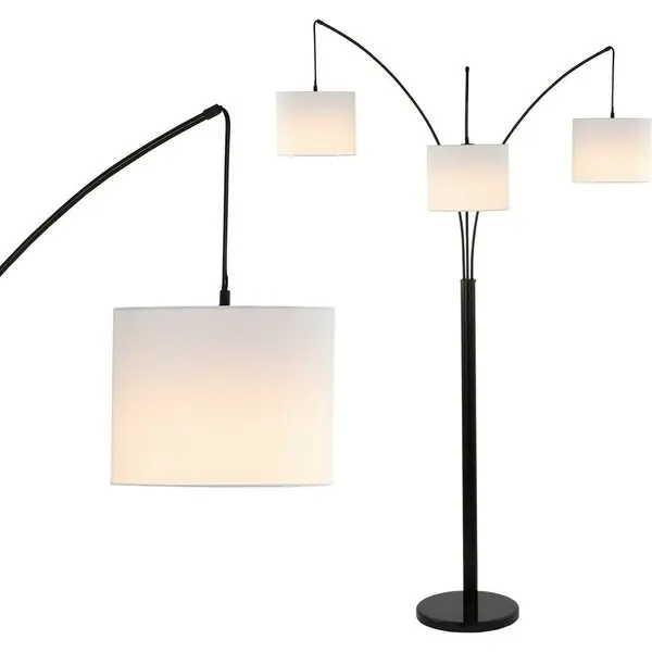 JONATHAN Y Barrie 78.5" 3-light Mid-century Modern Head-adjustable Iron Led Arc Floor Lamp - Oil Rubbed Bronze