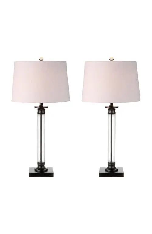 JONATHAN Y Mason 30" Glass And Metal Led Table Lamp - Black/clear