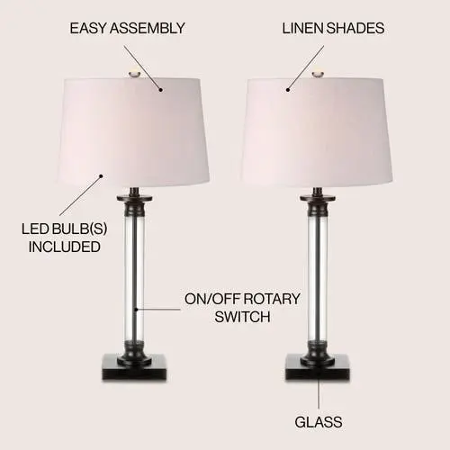 JONATHAN Y Mason Glass And Metal Led Table Lamp