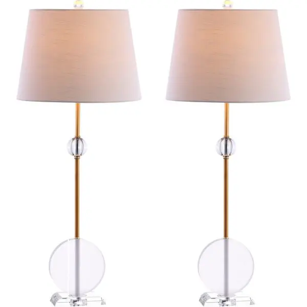 JONATHAN Y Spencer 34" Crystal/metal Led Table Lamp - Clear/brass Gold