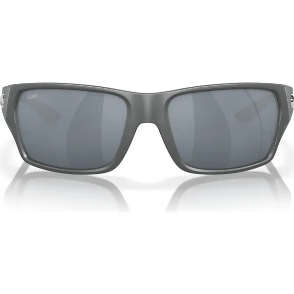 COSTA DEL MAR Tailfin 57mm Polarized Rectangular Sunglasses - Matte Gray/ Gray Silver 580p