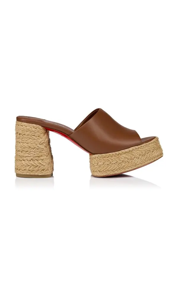 CHRISTIAN LOUBOUTIN Calakala 85mm Leather Platform Mules - Tan