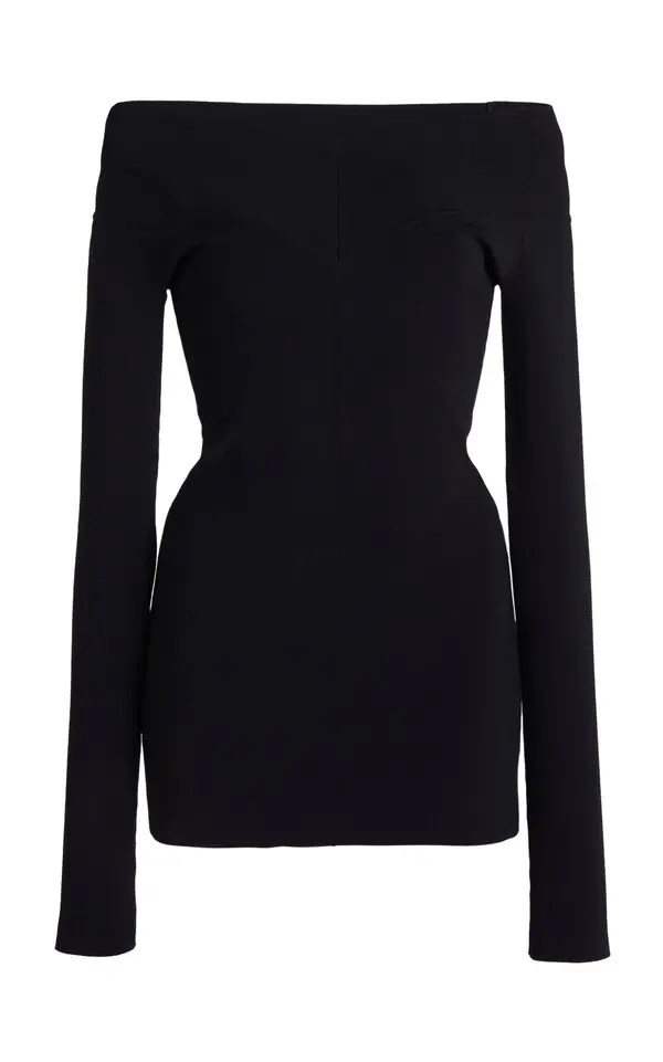Stella McCartney Compact Knit Off-the-shoulder Top - Black