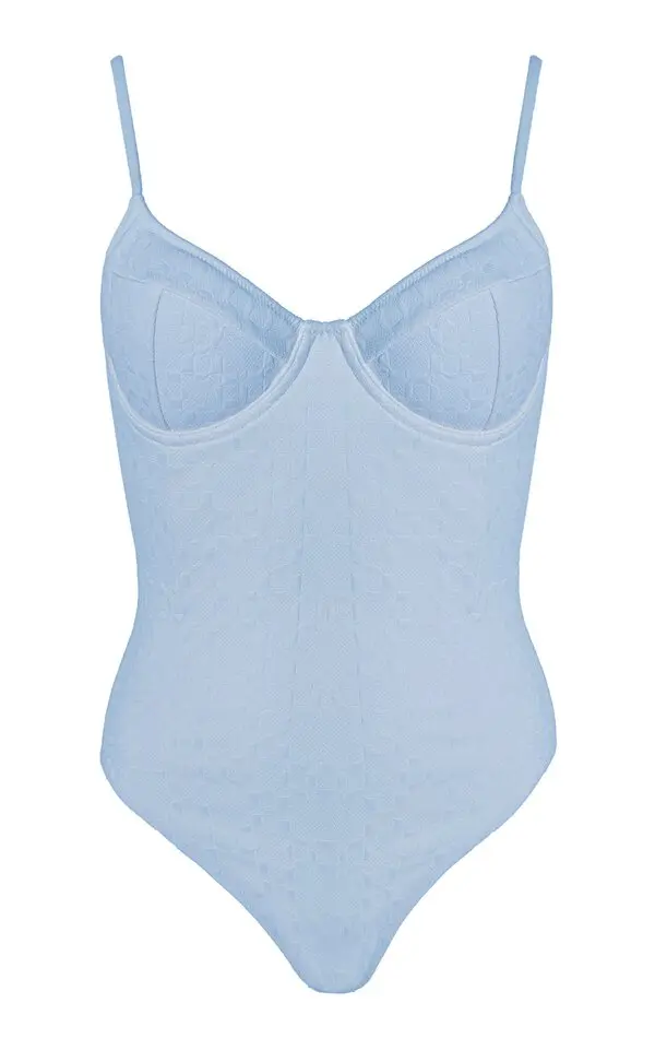 Simkhai Demi Jacquard One-piece Swimsuit - Light Blue