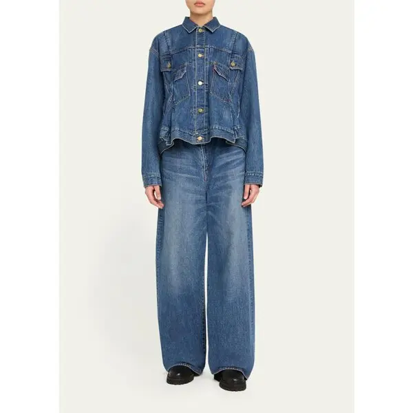 Sacai Belted Wide-leg Denim Pants