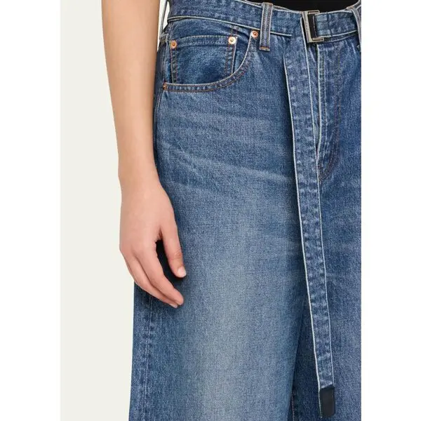 Sacai Belted Wide-leg Denim Pants