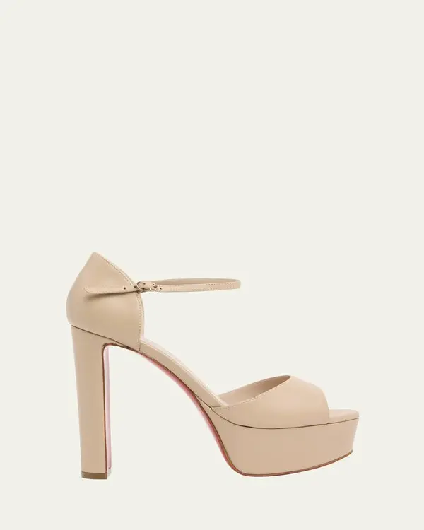 CHRISTIAN LOUBOUTIN Sandaloo Leather Platform Sandals - Pearllin Pearl
