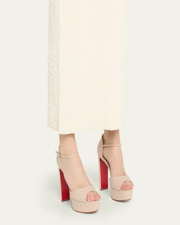 CHRISTIAN LOUBOUTIN Sandaloo Leather Platform Sandals - Pearllin Pearl