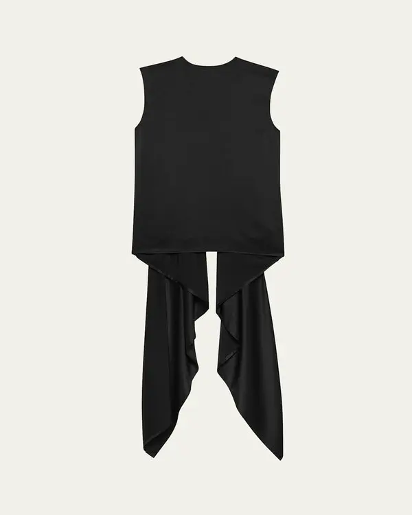 Helmut Lang Sleeveless Draped Silk Scarf Top - Black