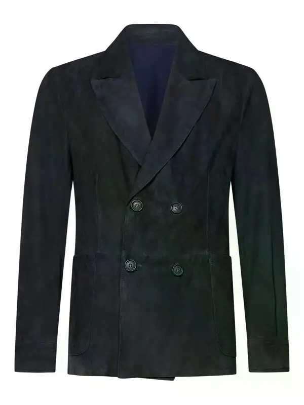 FRANZESE COLLECTION Leather Double-breasted Blazer
