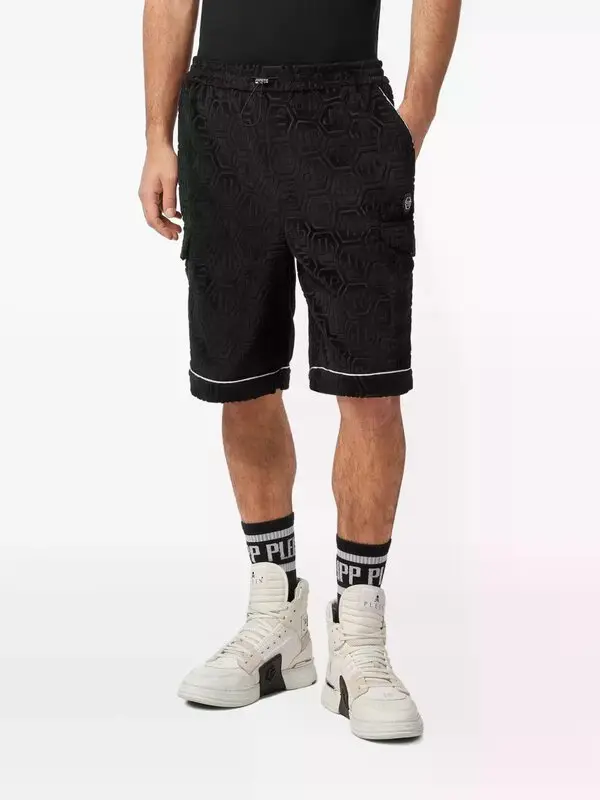 Philipp Plein Monogram Pattern Knee-length Shorts - Black