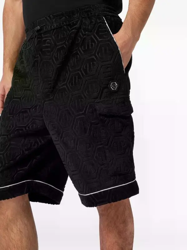 Philipp Plein Monogram Pattern Knee-length Shorts - Black