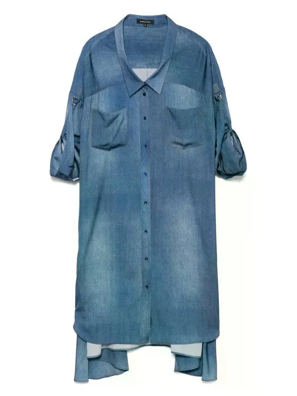 Barbara Bui Denim-print Midi Shirt Dress