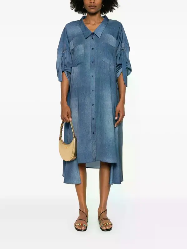 Barbara Bui Denim-print Midi Shirt Dress