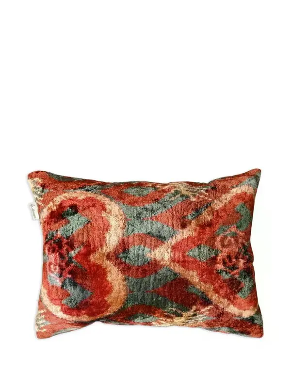 LES-OTTOMANS Silk Velvet Cushion - Red