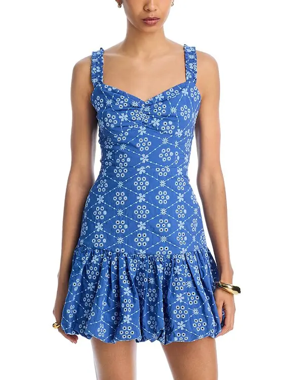 Aqua Eyelet Bubble Hem Mini Dress Exclusive