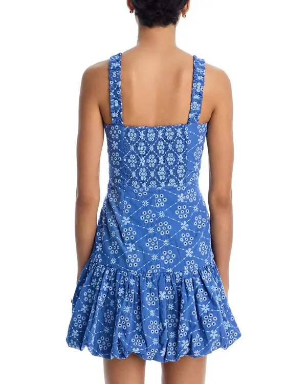 Aqua Eyelet Bubble Hem Mini Dress Exclusive