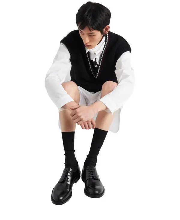 Prada Brushed Leather Lace-up Shoes